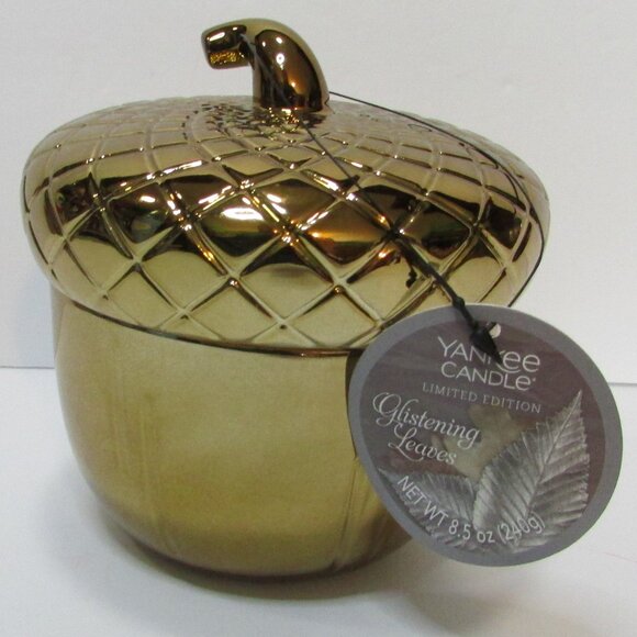 Yankee Candle | Accents | Yankee Candle Glistening Leaves Candle Gold ...